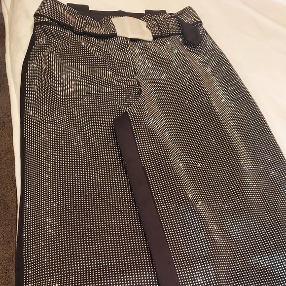 Ashro | Pants & Jumpsuits | Womens Black Rhinestone Highwaist Wide Leg ...